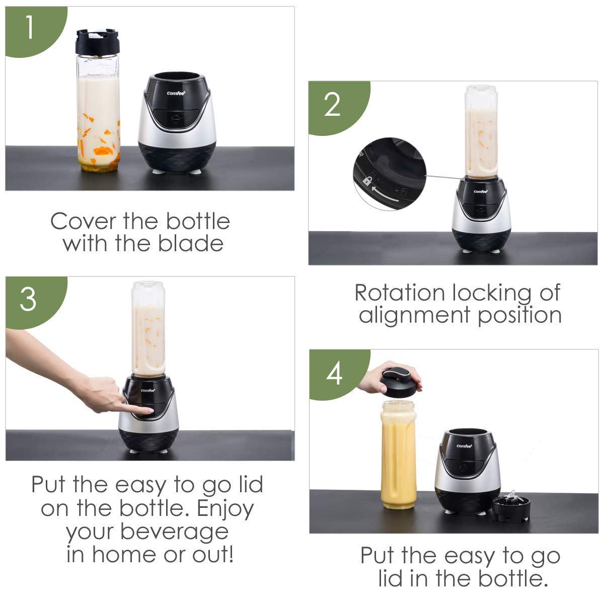 COMFEE BLENDER WITH SMALL CONTAINER BLACK | BL1189A - HSDS Online