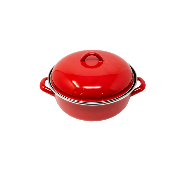 20CM RED STEEL COOKING POT WITH LID | KIRP-66006782 - HSDS Online
