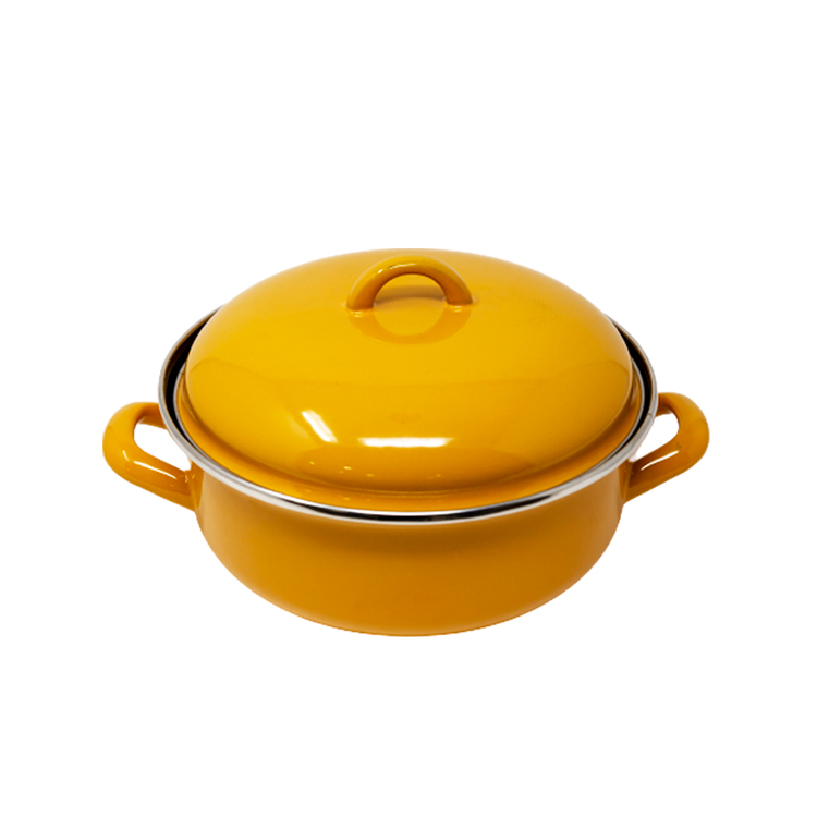 22CM YELLOW STEEL COOKING POT W/LID | KIRP-66009202 - HSDS Online