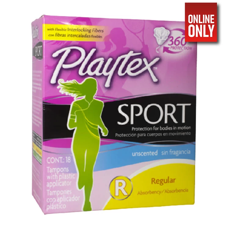 PLAYTEX SPORT REGULAR UNSCENTED TAMPONS WITH PLASTIC APPLICATOR ...