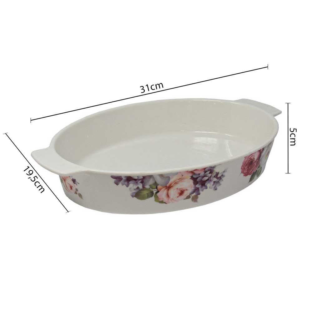 PORCELAIN BAKING TRAY FLOWER DESIGN | BKF-FL02R11 - HSDS Online