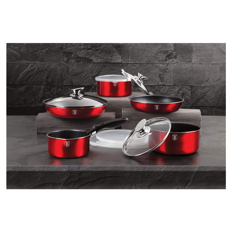 BERLINGER HAUS 12-PIECE COOKWARE SET METALIC BURGUNDY | BH-1674 - HSDS ...